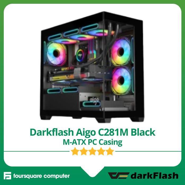 Jual Darkflash Aigo C281M Black M-ATX + 3 Fan ARGB | CPU PC Case Casing ...