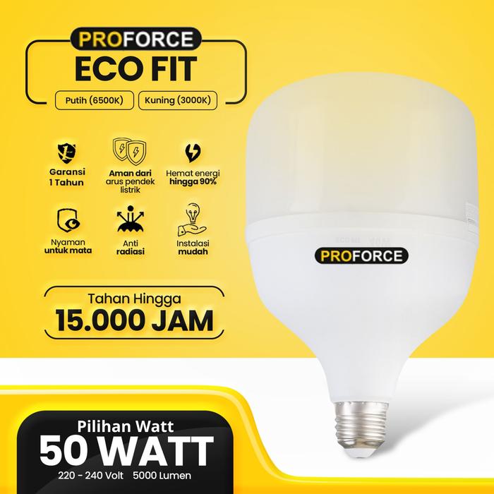 Promo Lampu Bohlam LED Proforce Eco Fit 50 Watt 5000 Lumen - Kuning ...
