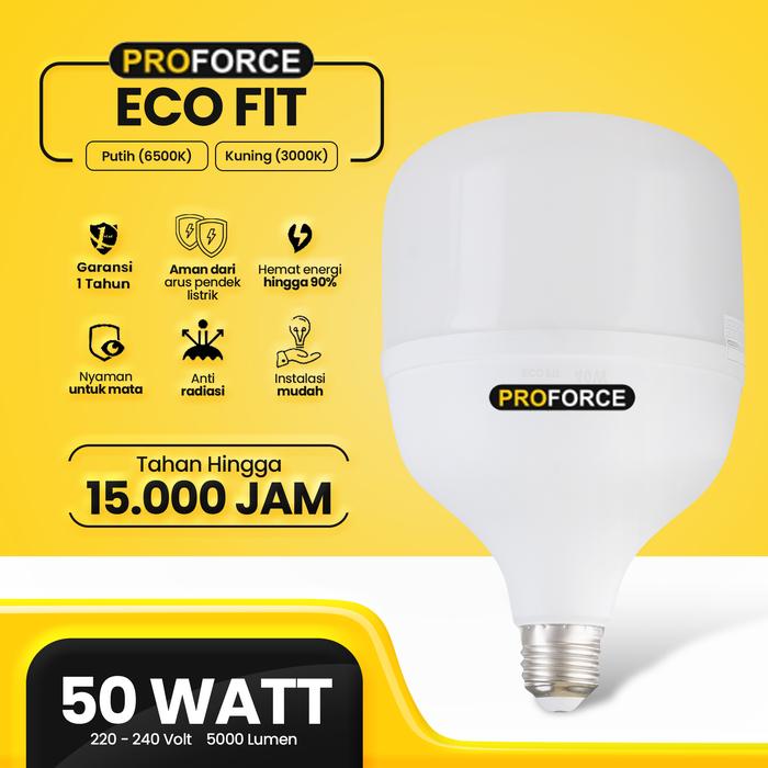 Promo Lampu Bohlam LED Proforce Eco Fit 50 Watt 5000 Lumen - Putih ...