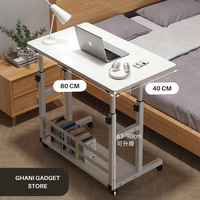 Jual Meja Laptop Kayu Belajar Portable + Roda Table Adjustable Satu ...