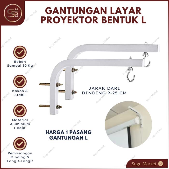 Promo Bracket Screen Layar Proyektor Bentuk L Aluminium | Gantungan ...
