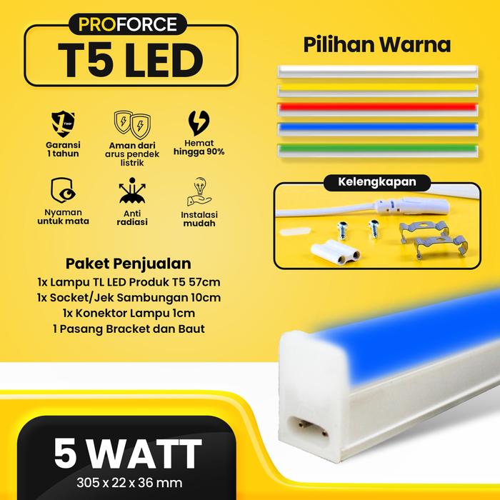 Jual Lampu TL LED Proforce T5 5 Watt Panjang 30 CM Warna Warni - Biru ...