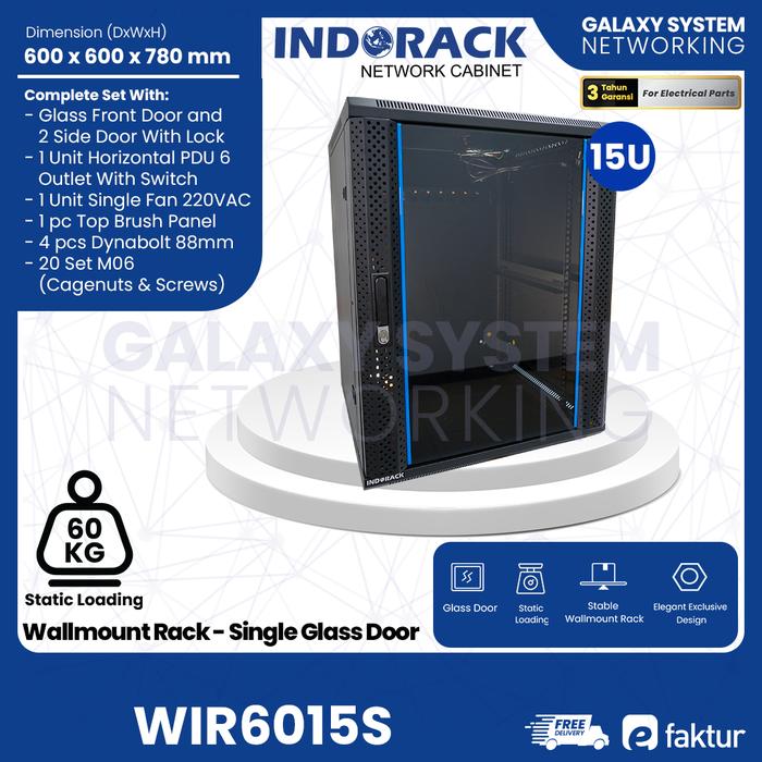 Jual Rack Server 15U INDORACK Wallmount WIR6015S Depth 600MM Single ...