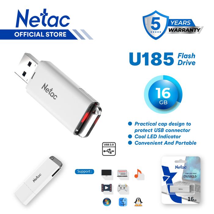 Promo Netac Flashdisk U185 USB 2.0 Flash Drive 8GB/16GB/32GB/64GB/128GB ...