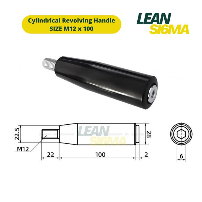 Jual Cylindrical Revolving Handle Gagang Oval Rotating Grips - M12 x ...