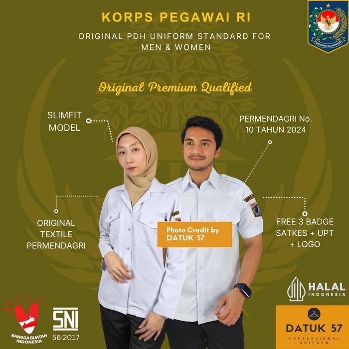 Jual Original Premium by Datuk57 : Seragam Kemeja Atasan PDH Pakaian Dinas Harian Putih Pemda ...