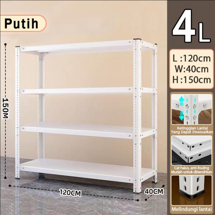 Promo Rak Besi Siku Susun 4 / 5 / 6 Layer Tingkat Papan Besi Rak Gudang ...