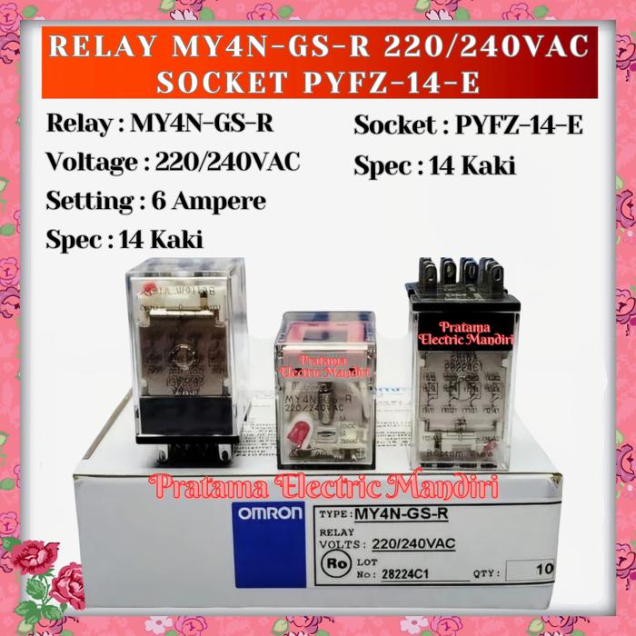 Jual OMRON RELAY MY4N -》 MY4N-GS 》 MY4N-GS-R 6A 14 KAKI 14 PIN 220-240V ...