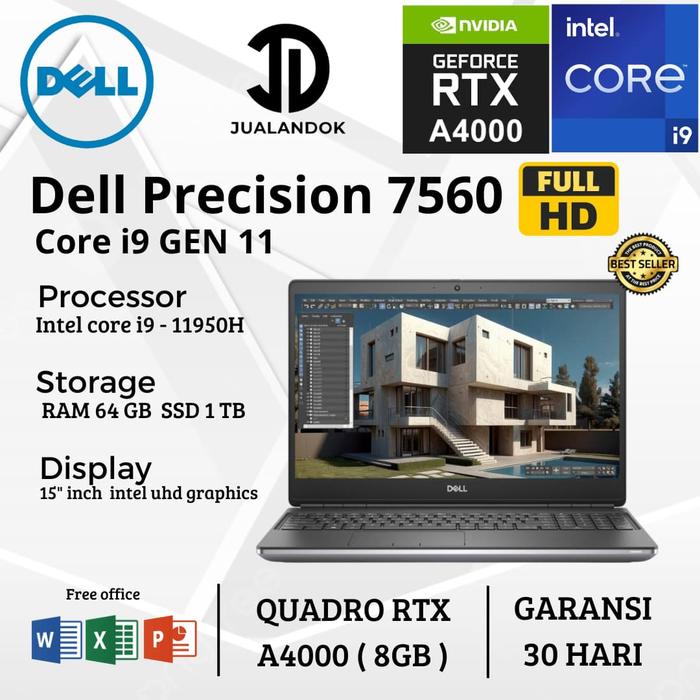 Promo Laptop Dell Precision 7560 Core i9 Gen 11 - RAM 128GB - SSD 2TB ...