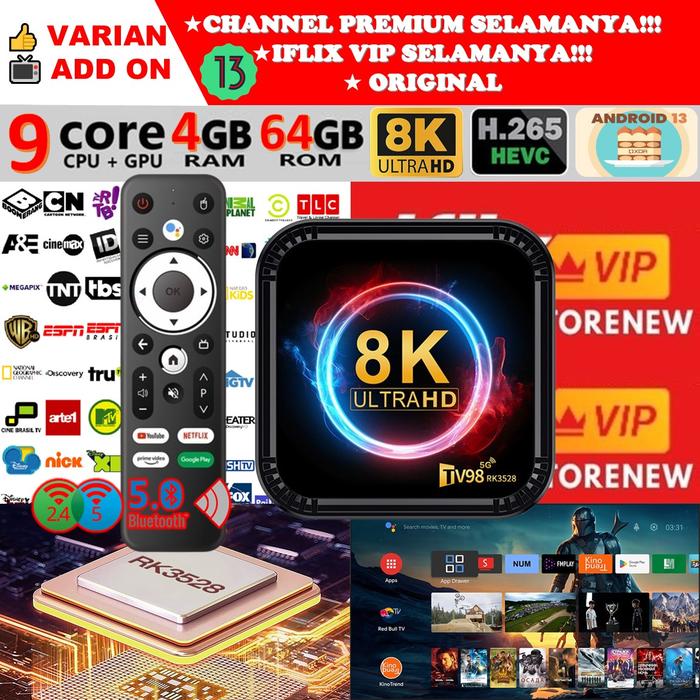 Jual STB Android 14 Ram 8GB Rom 128GB 8/128 TV Box Unlock Full Channel ...