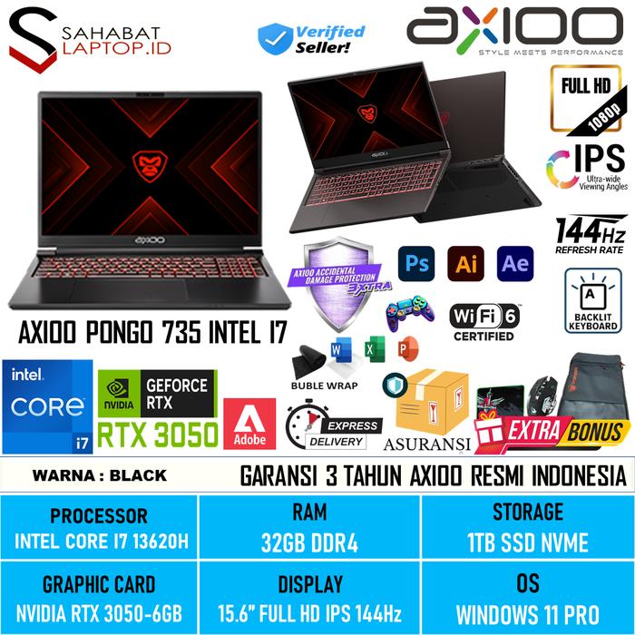 Jual Laptop Gaming AXIOO PONGO 750 Intel Core i7 13620H RAM 32GB 1TB ...