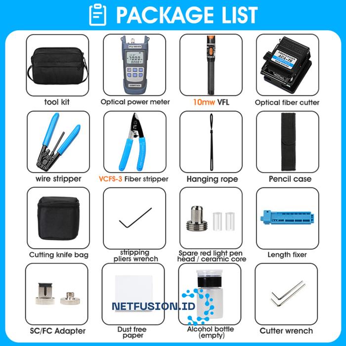 Jual FTTH Tool Kit Set PREMIUM Lengkap OPM VFL Cleaver FO Fiber Optik ...