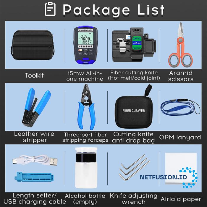 Promo FTTH Fiber Optic ToolKit Set With Fiber Cleaver FC-6S -70~+10dBm ...