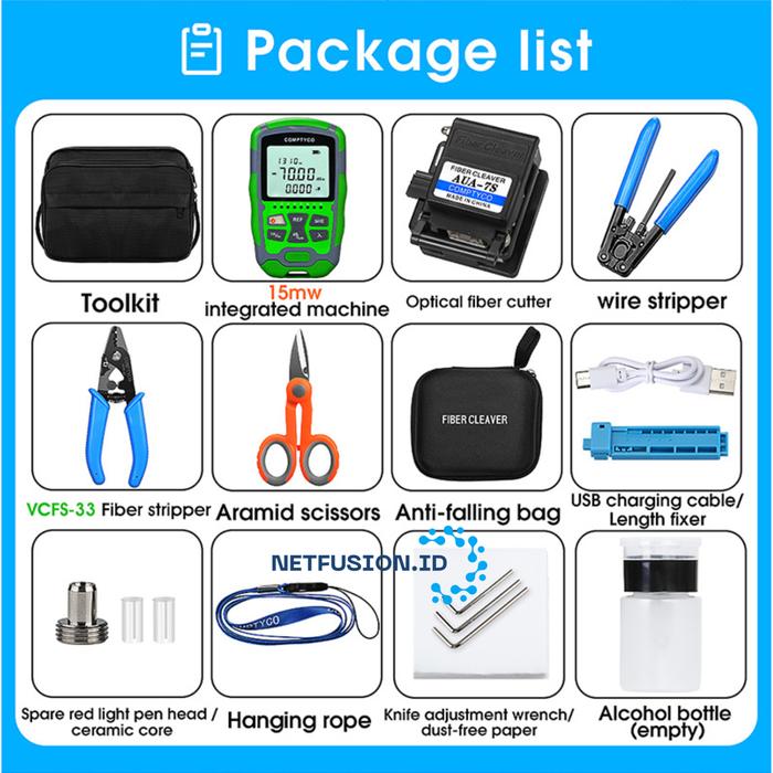 Jual FTTH Tool Kit Set PREMIUM Lengkap OPM VFL Cleaver FO Fiber Optik ...