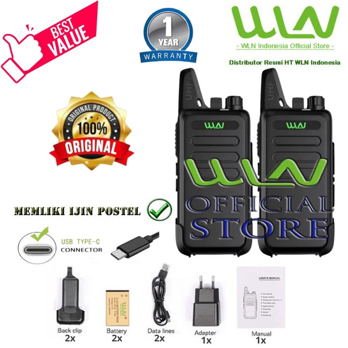 Jual HT WLN KD-C1 WALKIE TALKIE (SATU BOX ISI 2 PCS) - Black Type-C ...