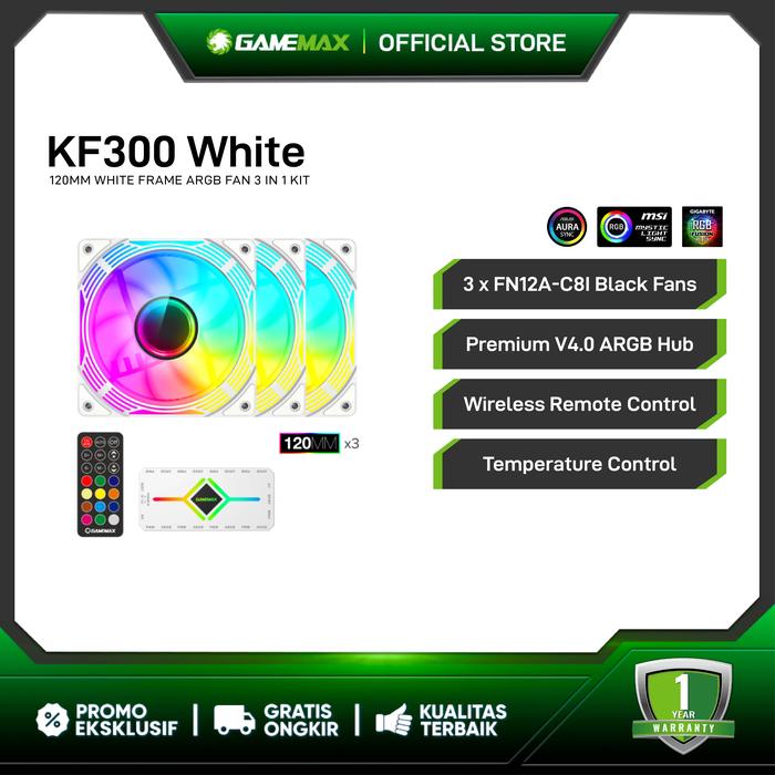 Promo GameMax KF300 120mm ARGB Fan 3 in 1 Kit - Putih - Jakarta Pusat ...