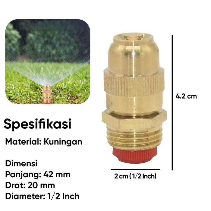 Jual Water Mist Sprinkler Kuningan 1/2 Inch Sprayer Spuyer Kabut Embun ...