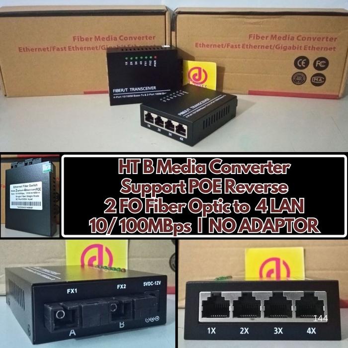 Jual HTB POE Media Converter 2 3 4 6 FO SC Fiber Optic Port to 2 4 ...