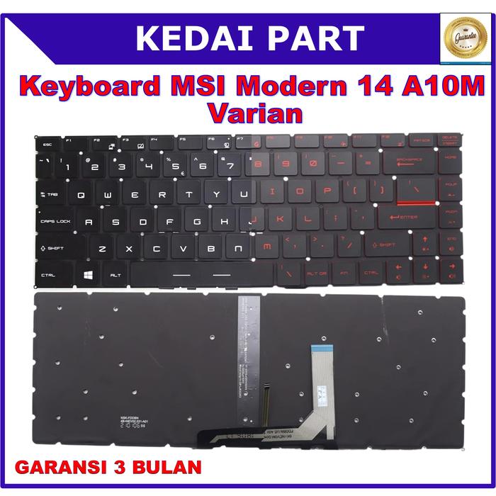 Jual Keyboard MSI Modern 14 A10M A10RAS A10SC A10rb MS-14B3 Black With ...