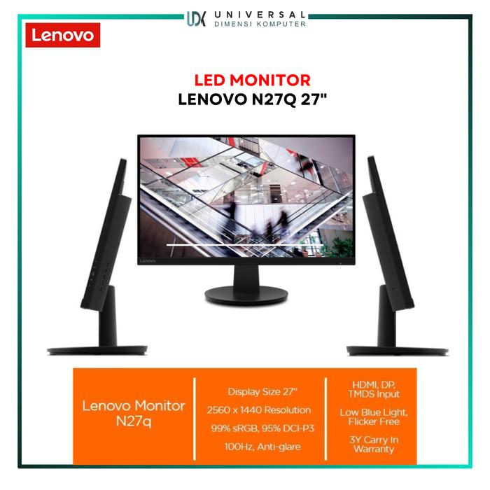 Jual LED Monitor Lenovo N27Q 27" IPS 2K QHD 100Hz 4ms HDMI DP - Jakarta ...