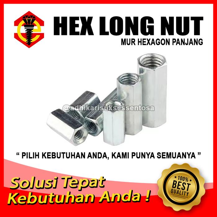 Jual Hex Long Nut M10 / Mur M10 Panjang Hexagon Kunci 17 - Kota ...