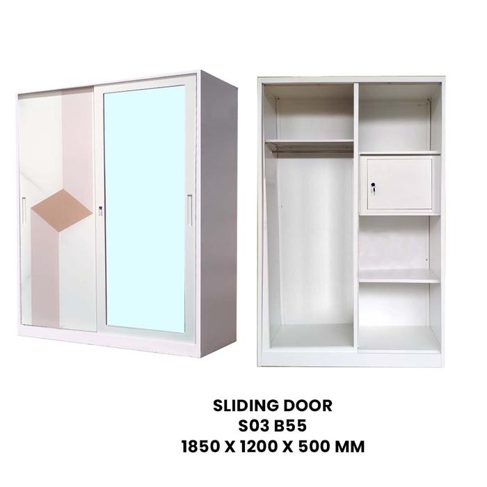 Jual Lemari Baju Besi - Lemari Pakaian Besi Sliding / 2 Pintu / 3 Pintu [KHUSUS BANDUNG] - S03 ...