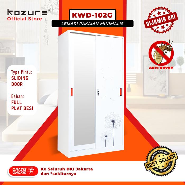 Promo Lemari Besi Lemari Pakaian Pintu Sliding Dengan Kaca Cermin - KWD-102G CERMIN Cicil 0% 3x ...