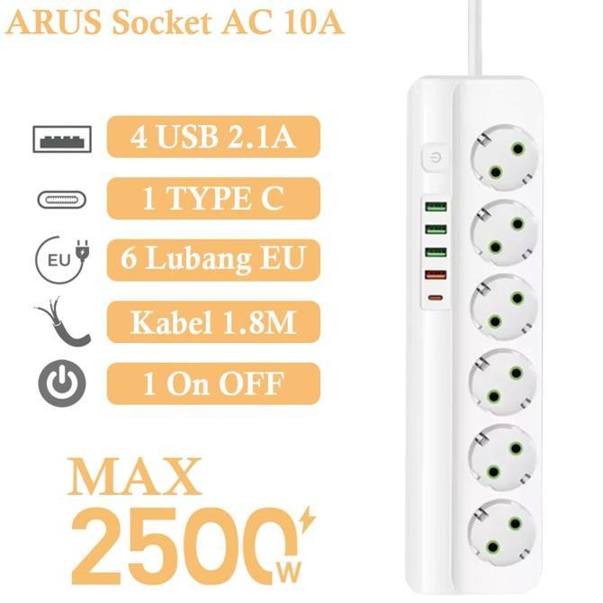 Jual Stop Kontak Kabel Usb Type C Terminal Listrik Switch Power Socket ...