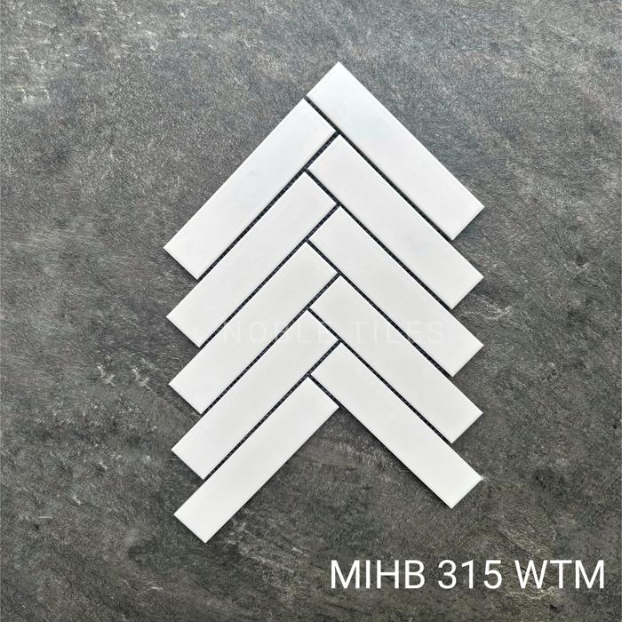 Jual Noble Tile Mosaik Keramik Heringbone 3x15 - Putih Matt - Jakarta ...