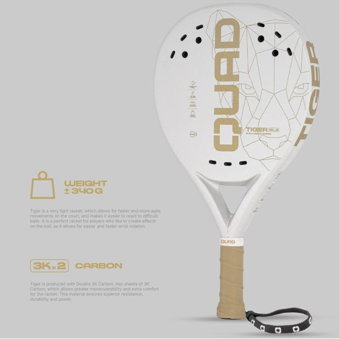 Jual Terbaru Quad Padel - Tiger | Hybrid Shape | 340Gr - Padel Racket ...