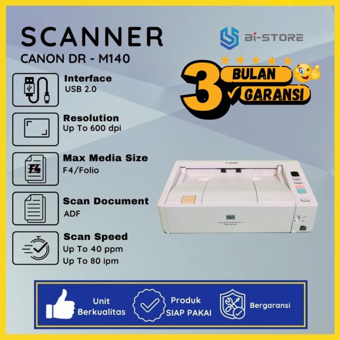 Jual Scanner F4 Canon DR-M140 Bisa Duplex Kecepatan Scan Hingga 40 PPM ...