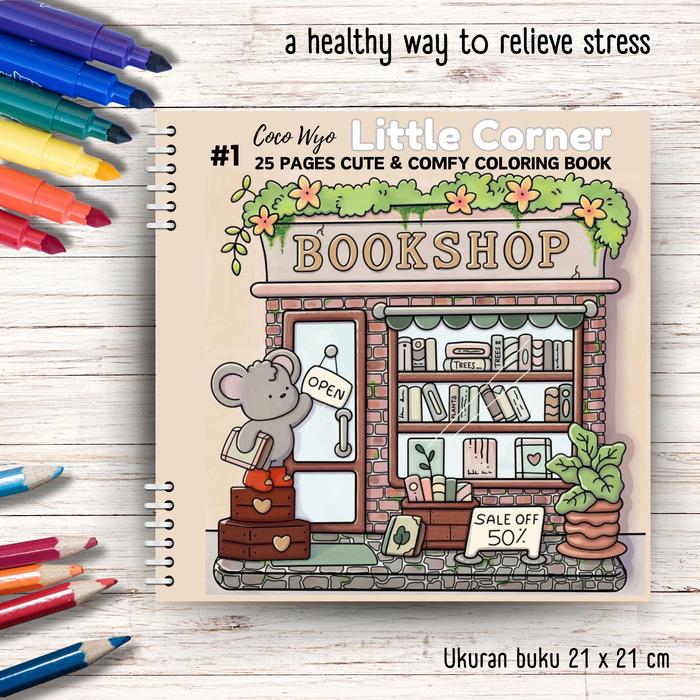 Jual Coco Wyo Little Corner #1 , Cute & Comfy Coloring Book For Adults ...