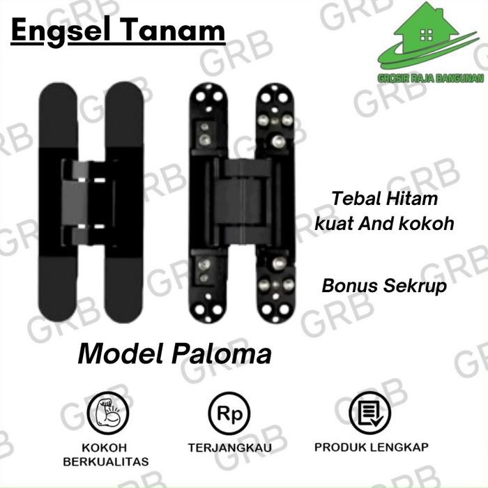 Jual Hidden Hinge Engsel Tanam Pintu Door Hinge Invisible Hitam Tebal ...