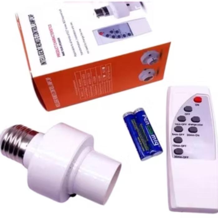 Jual Fitting Lampu Remote Control Wireless E27 220V Socket 1 Set plus ...