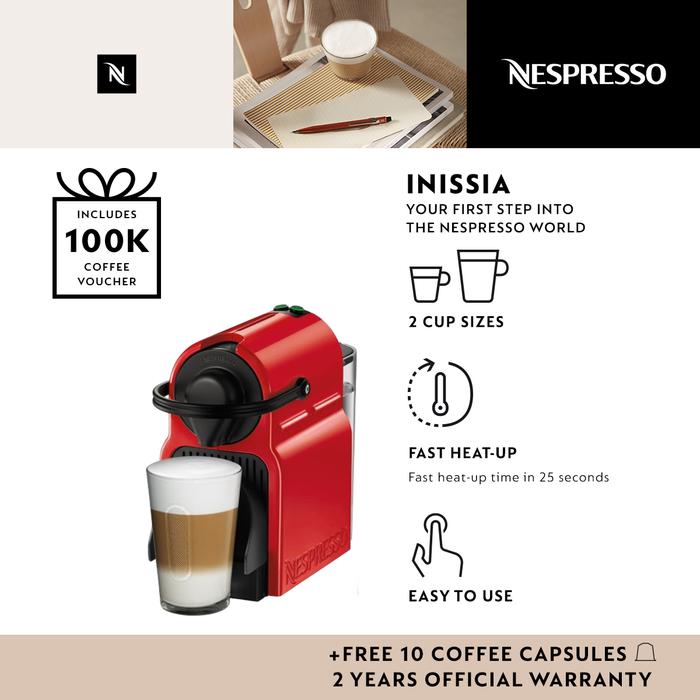 Promo NESPRESSO Inissia M105 Coffee Machine, Red (Mesin Kopi) - Machine ...