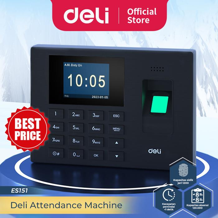 Jual Deli Mesin Absensi Sidik Jari Kapasitas 1200 Bahasa Indonesia ...
