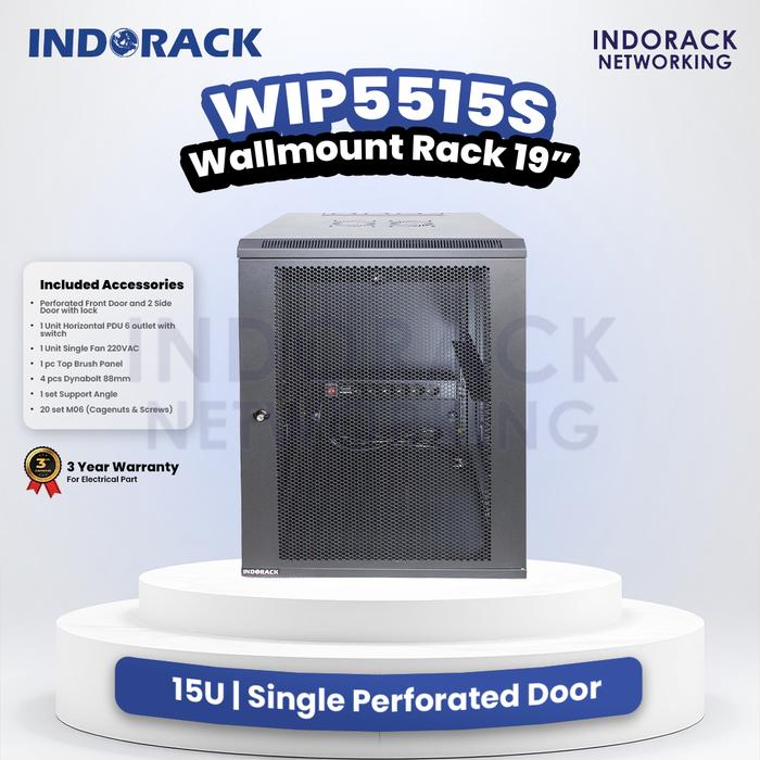 Jual Indorack Wallmount Rack 15U Single Perforated Door D. 550mm ...