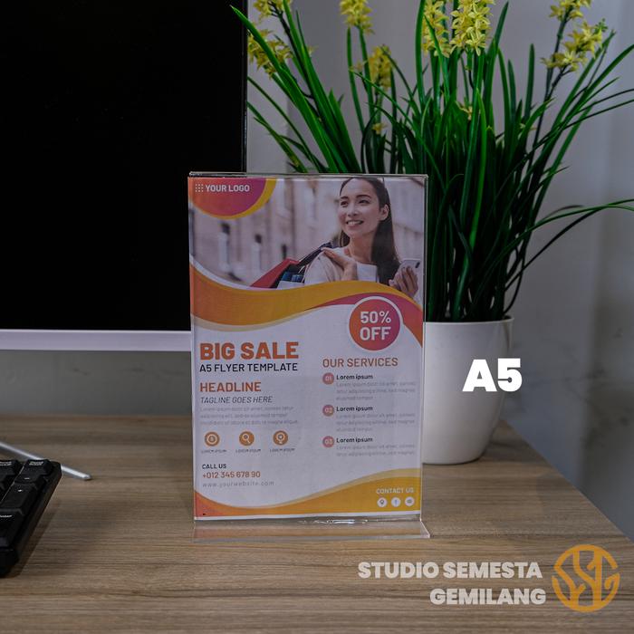 Jual Acrylic Flyer Stand | Display Brosur | Tempat QRIS A5 - Kota ...
