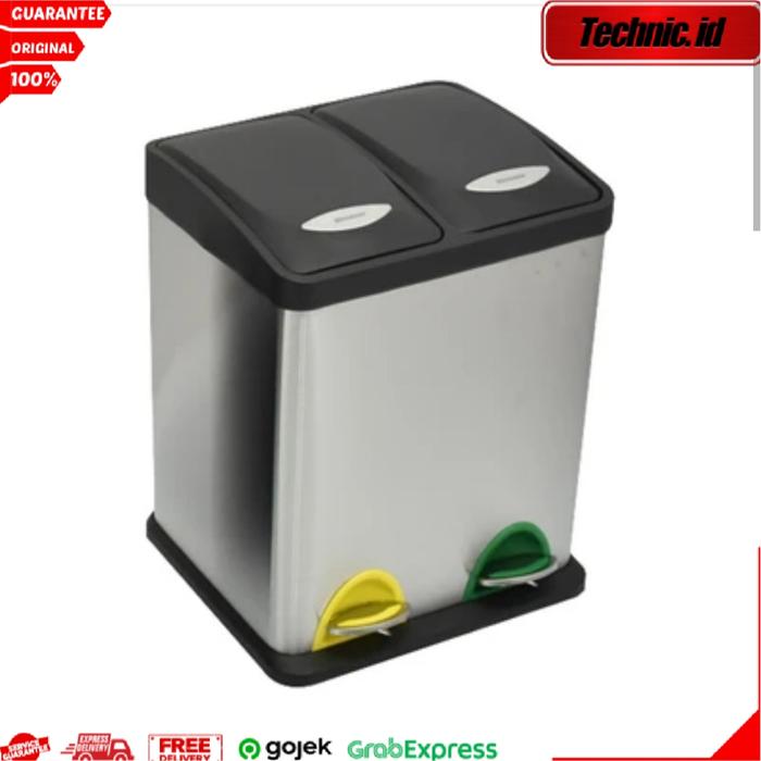 Jual Tempat Sampah Stainless Krisbow Waste Bin Two Compartment 2 Pedal ...
