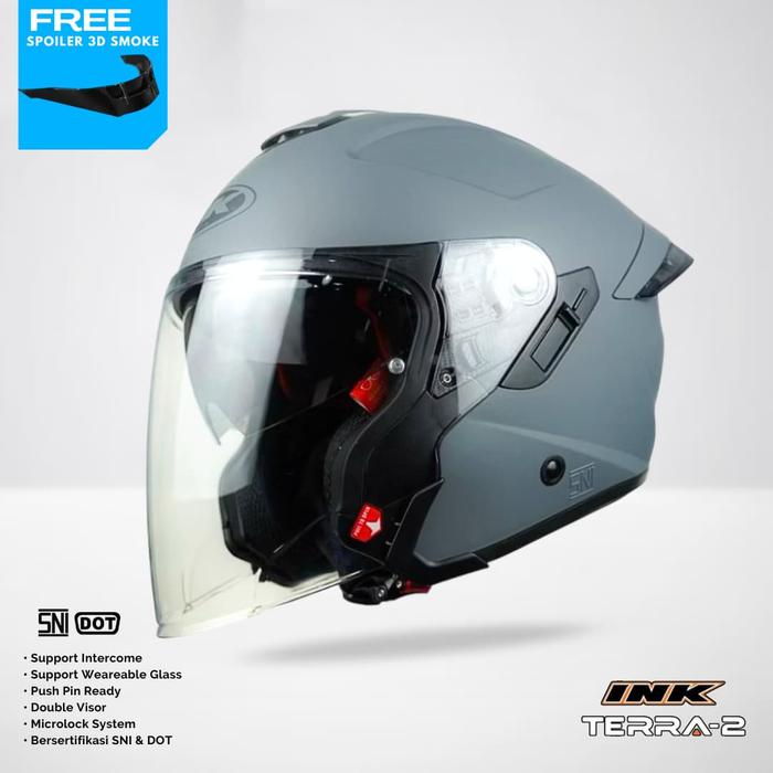 Jual INK TERRA 2 SOLID HELM HALF FACE (ORIGINAL) - GORILAGREY DOP, M ...