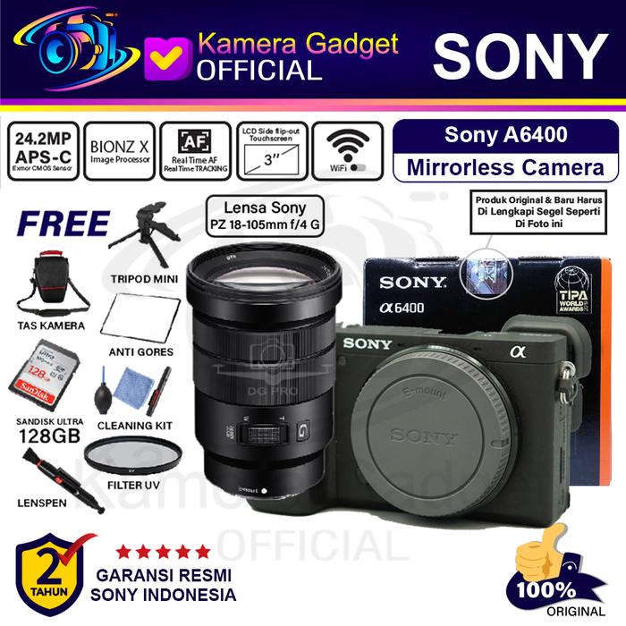 Promo SONY ALPHA A6400 BODY with E 35MM F1.8 - FE 50MM F1.8 - E PZ 18-105MM Cicil 0% 3x ...