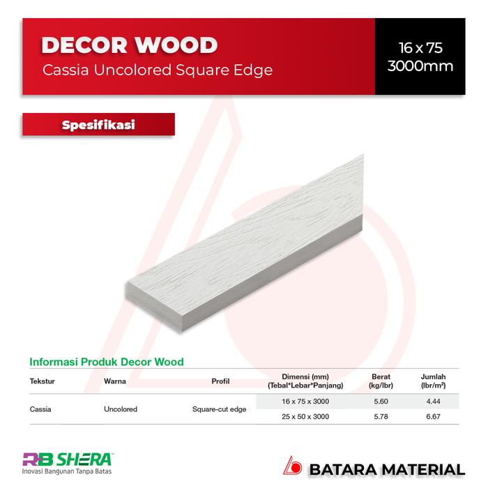 Jual RB Shera Decor Wood Cassia Uncolored Square Cut Edge ...