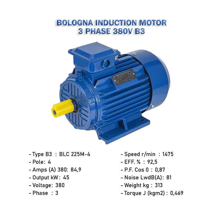 Promo BOLOGNA 4P - 45kW B3 Induction motor 3Phase 380Vac (Foot mounted ...