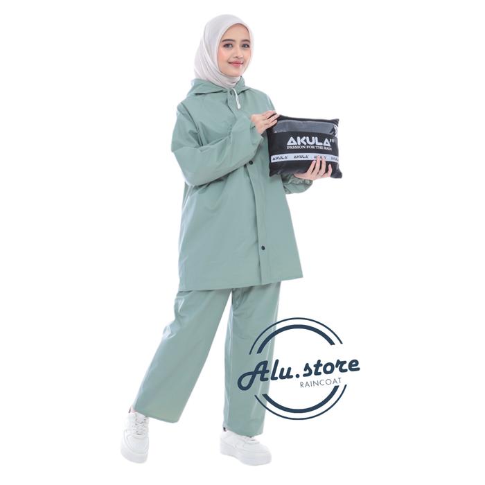 Promo Jas Hujan,Mantel Hujan terlaris Anti Rembes By Akula - SAGE GREEN ...