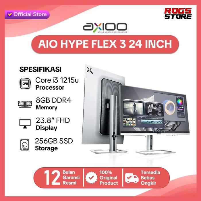 Promo AXIOO AIO HYPE FLEX 3 CORE I3 1215U 8GB 256GB SSD 23.8FHD IPS W11 - DOS Cicil 0% 3x ...