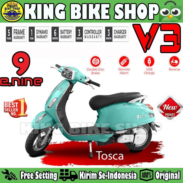 Jual Sepeda Motor Listrik E-NINE V3 NEW Model Vespa 1300 Watt - Tosca ...