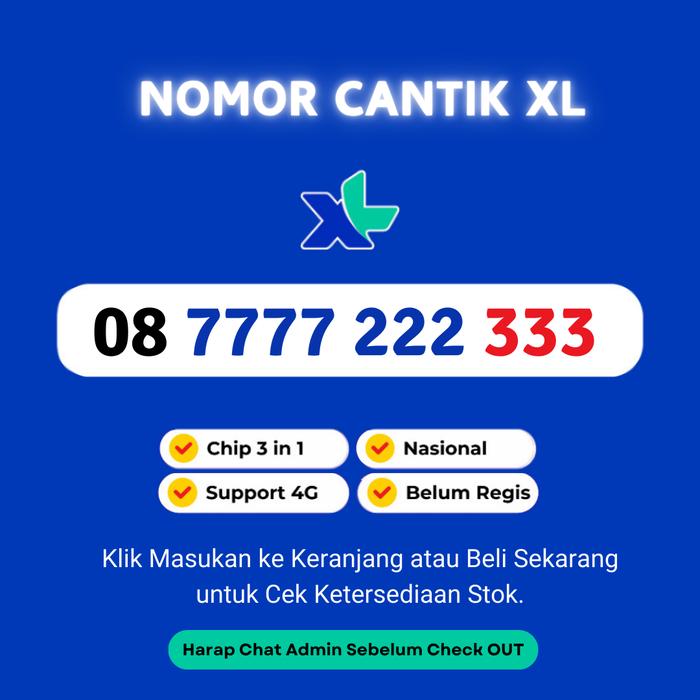 Jual Nomor Cantik XL Kwartet 7 Rapi Murah Support 4G LTE - Kartu Perdana Cantik XL Axiata Triple ...