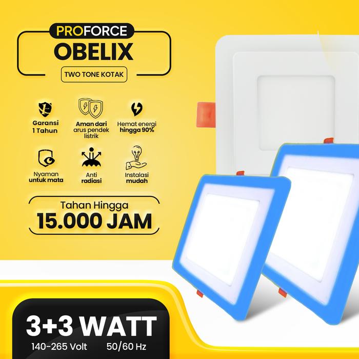 Jual Lampu Panel Downlight Led 2 Warna Kotak Proforce Obelix Two Tone ...