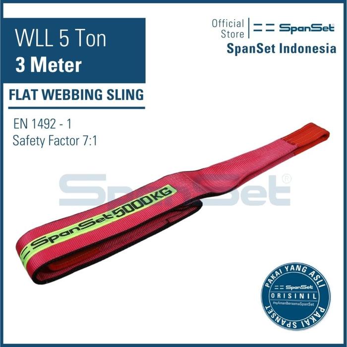 Promo [B5000-3M] SPANSET Webbing Sling Double Ply 5 Ton x 3 Meter ...