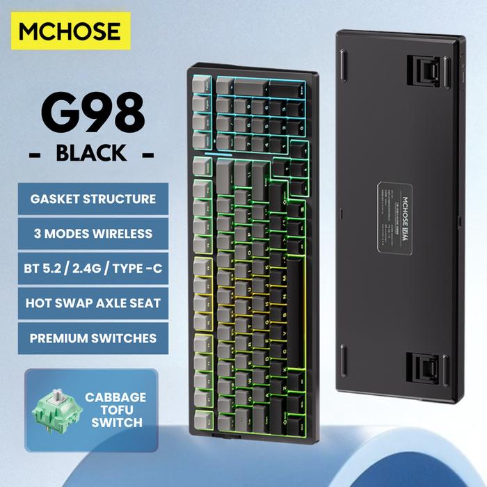Promo MCHOSE G98 - RGB 98% Tri Mode Connection Gasket Structure Hot Swappable Wireless Bluetooth ...